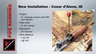 Trenchless Installation of Drainage Culverts with Pipe Ramming Method | PPT
