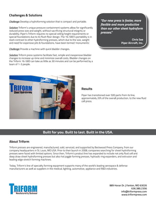 Piper Aircraft Relies on Triform for Precise Control and Repeatability ...