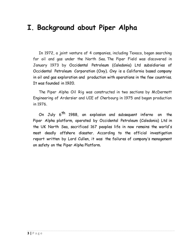Piper Alpha Disaster Report | DOCX