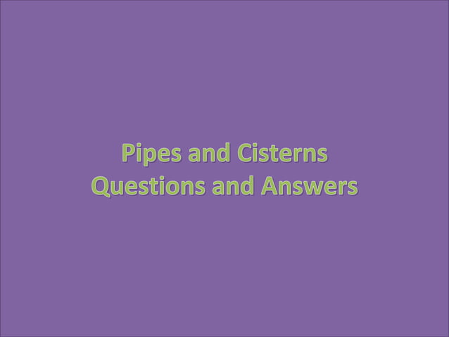 Pipes and cisterns | PDF