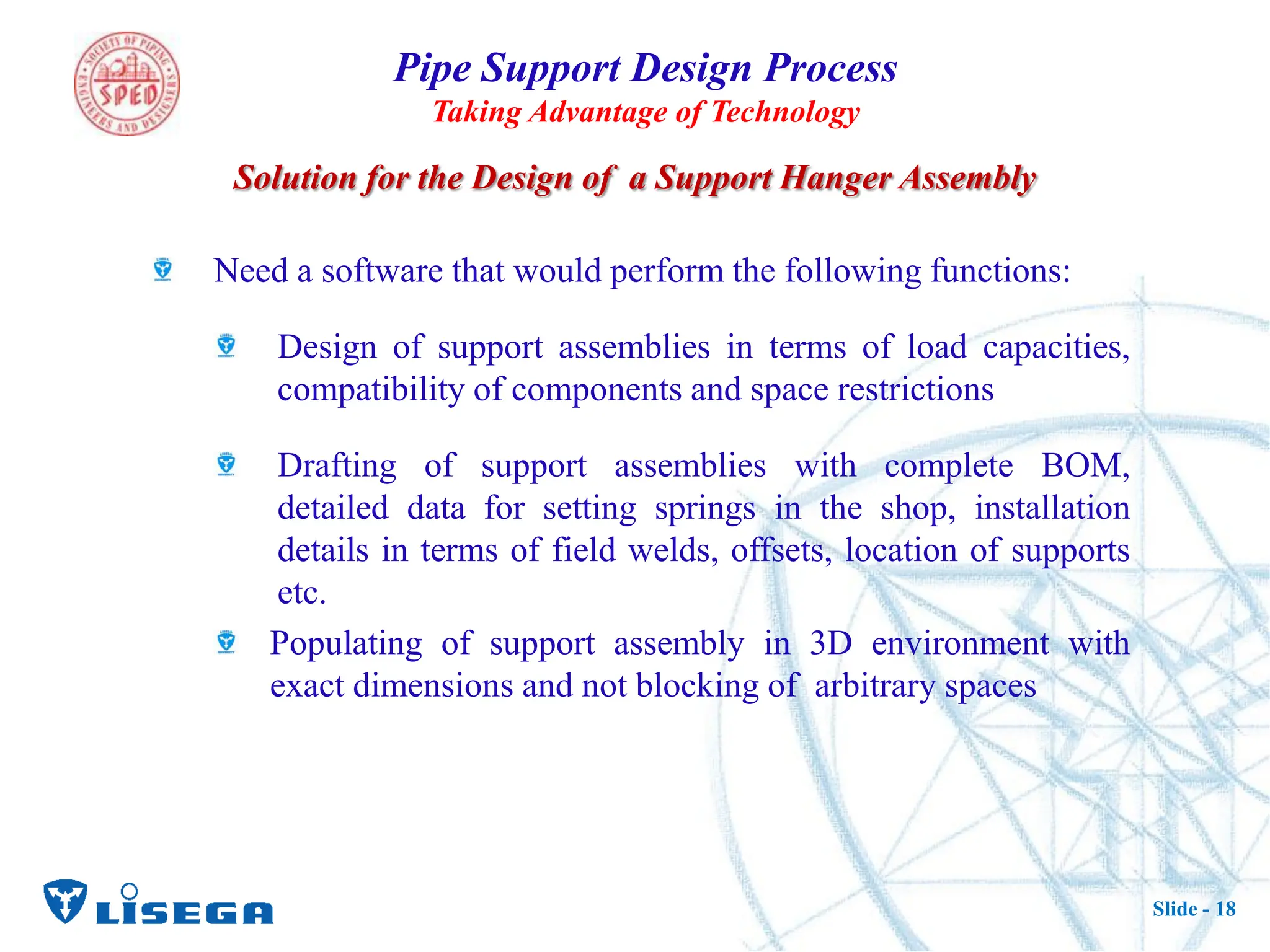 Pipe Support Design Process - Lisega for SPED | PPT