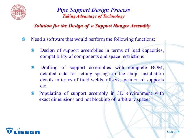 Pipe Support Design Process - Lisega for SPED | PPT