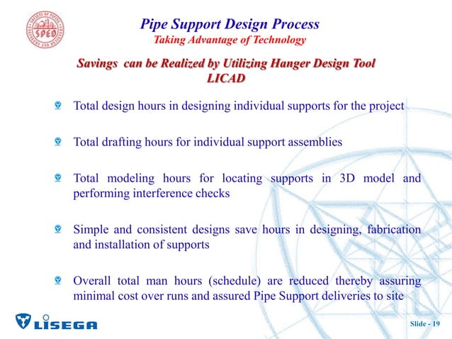 Pipe Support Design Process - Lisega for SPED | PPT