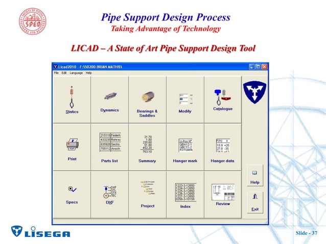 Pipe Support Design Process - Lisega for SPED | PPT