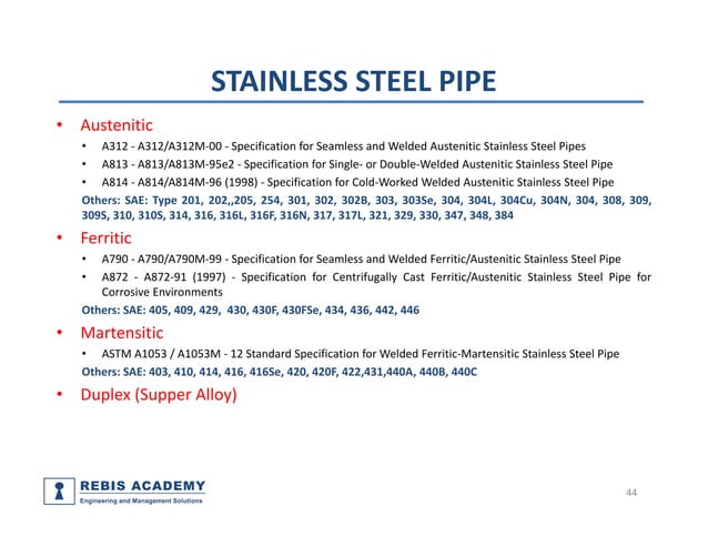 Piping components, materials, codes and standards part 1- pipe | PDF