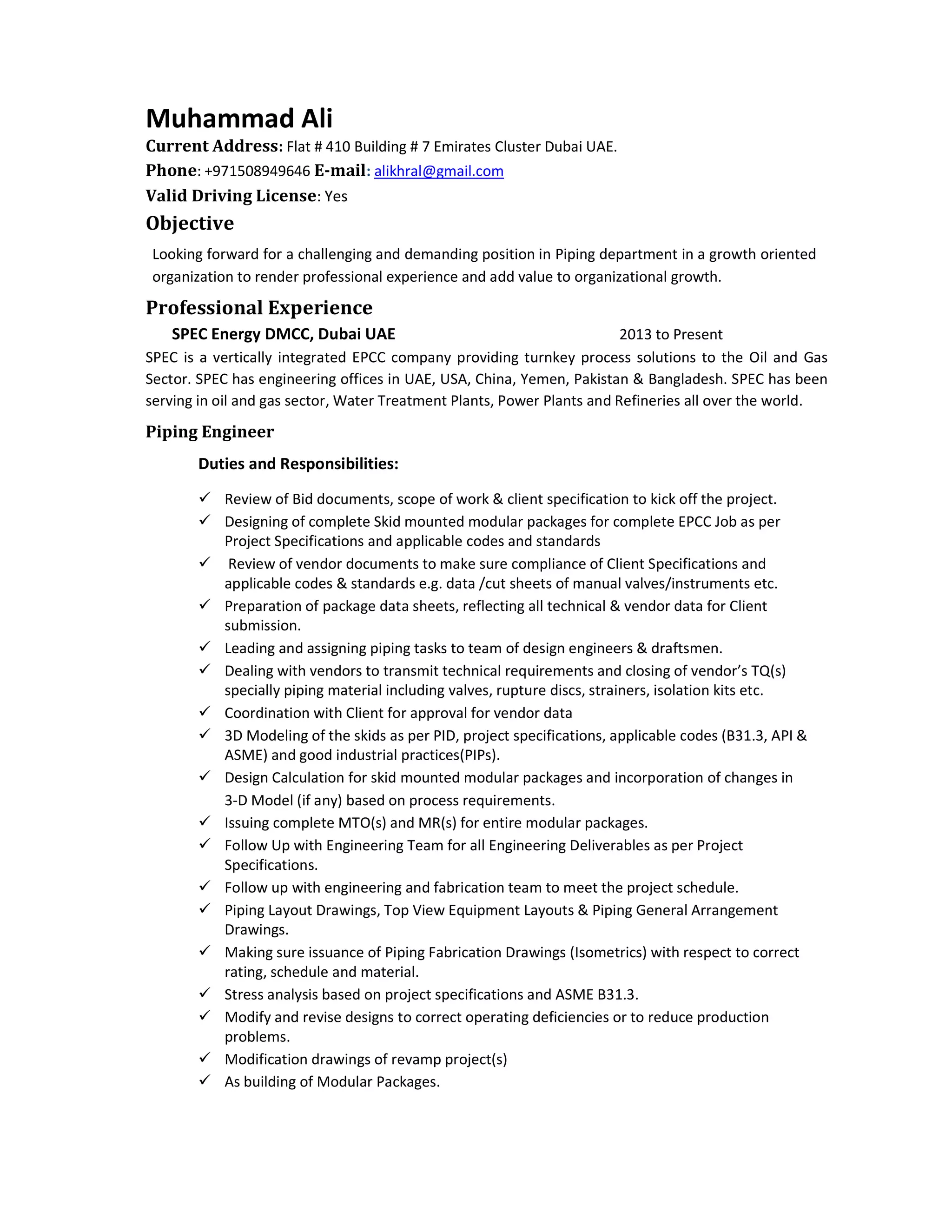 Piping engineer cv | PDF | Civil Engineering Industry | Industries