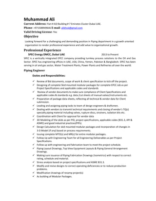 Piping engineer cv | PDF