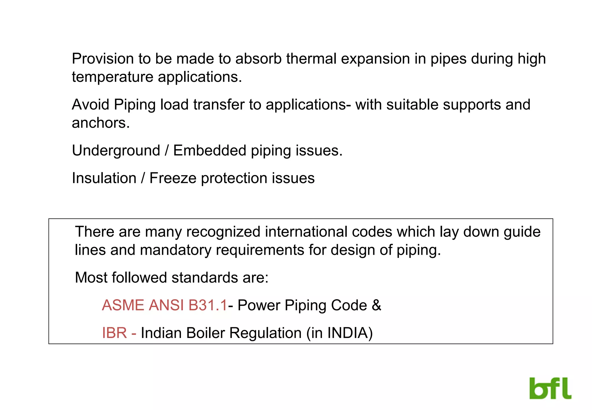 Piping fundamentals bfl | PPS