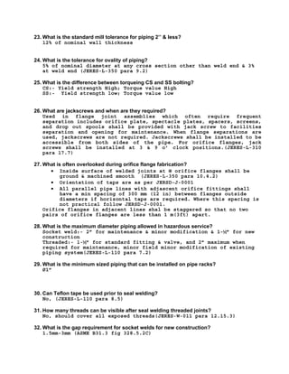 Piping inspector questions 1 | PDF