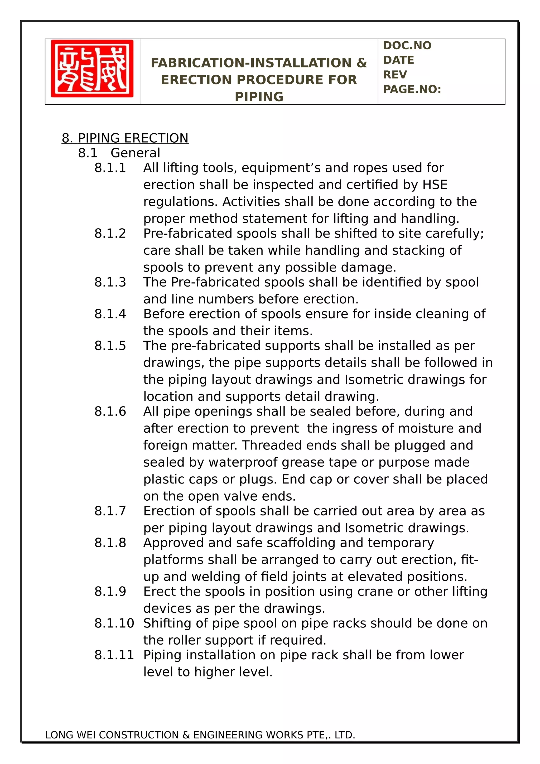 Piping Installation and Erection Procedure.pdf