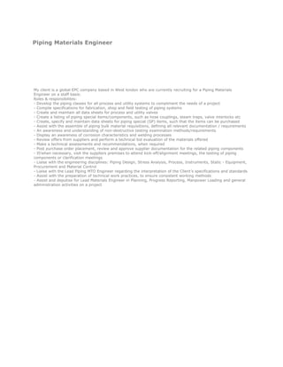 Piping materials engineer | DOC