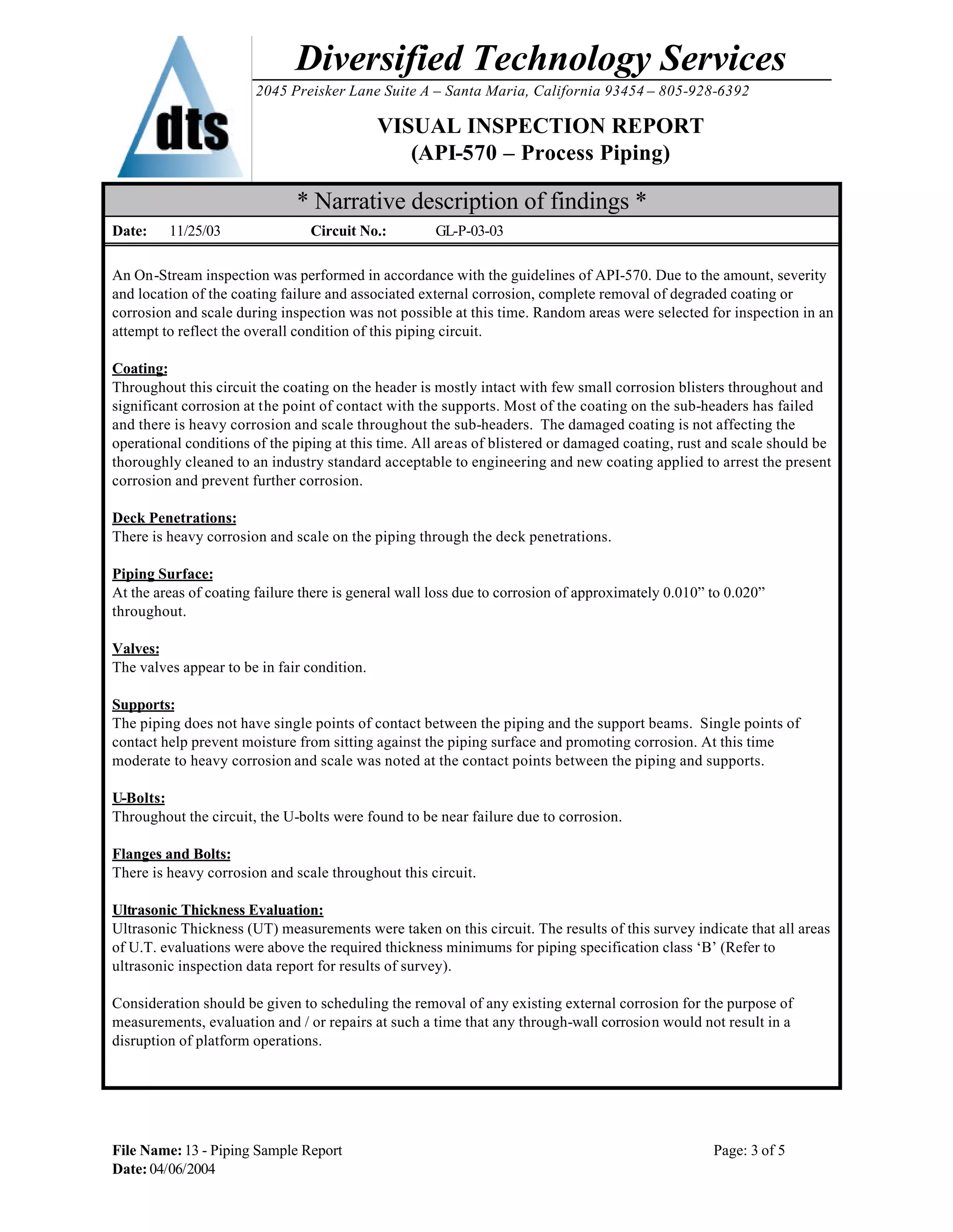 Piping sample report | PDF