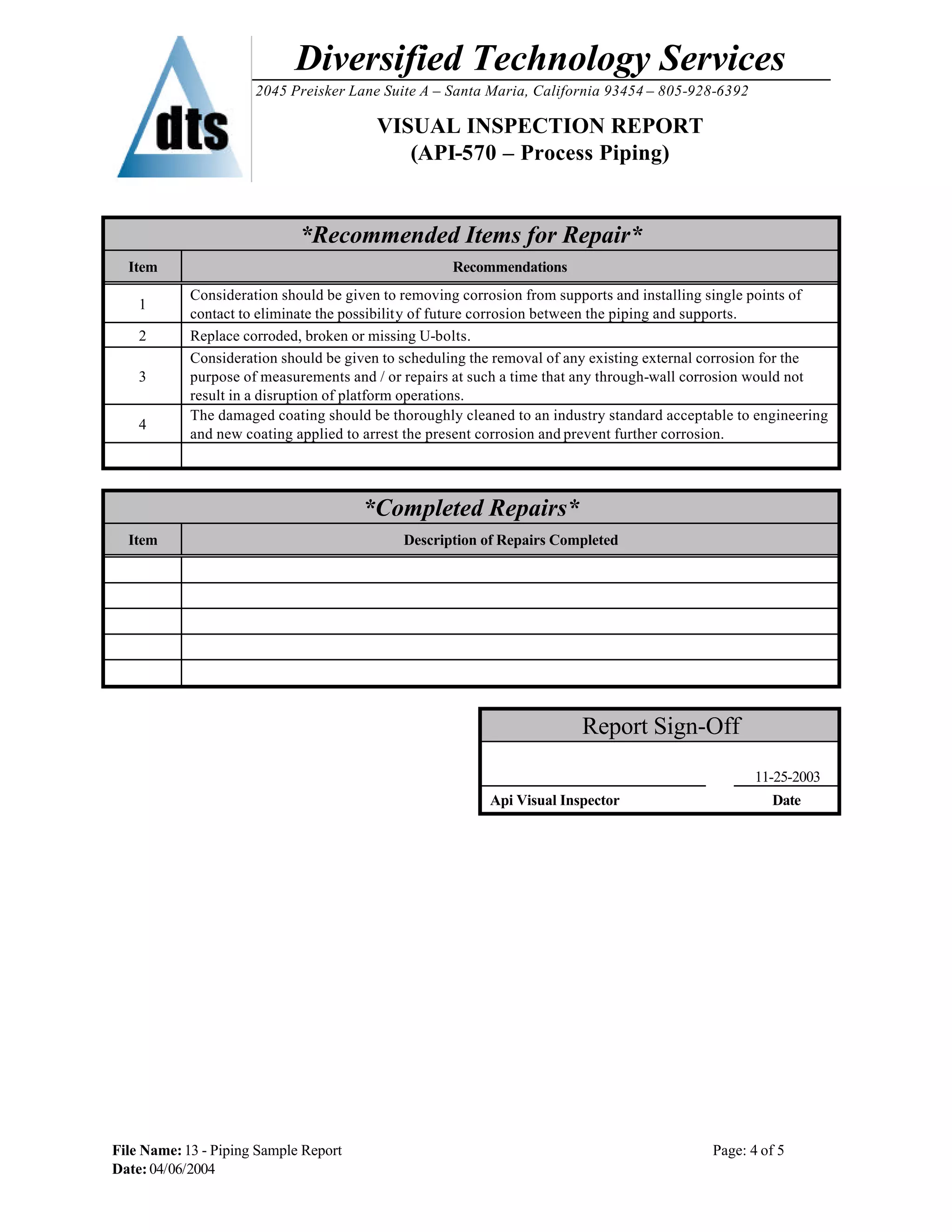 Piping sample report | PDF