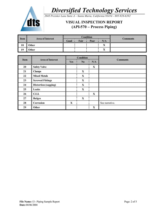Piping sample report | PDF