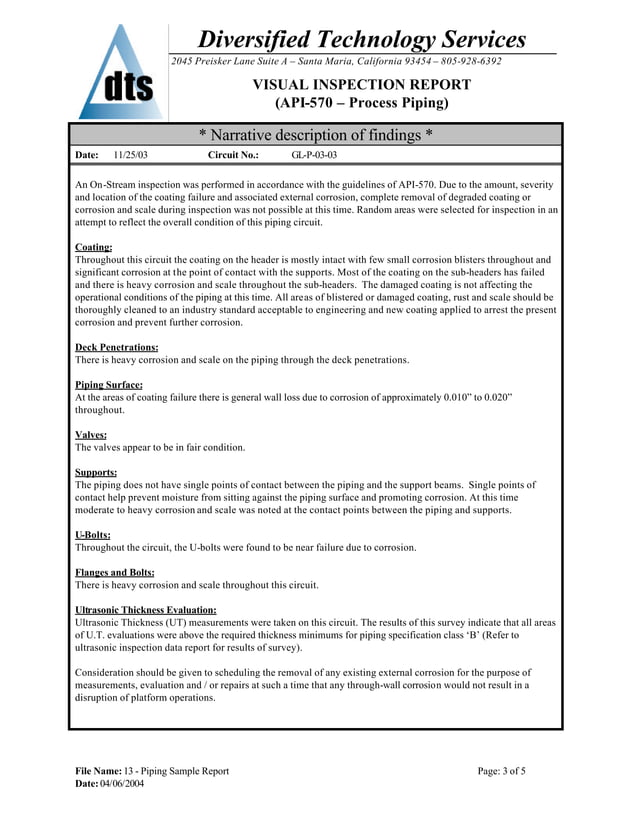 Piping sample report | PDF