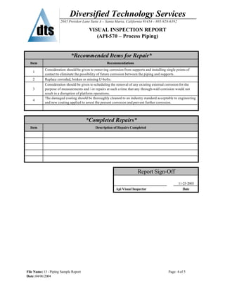 Piping sample report | PDF