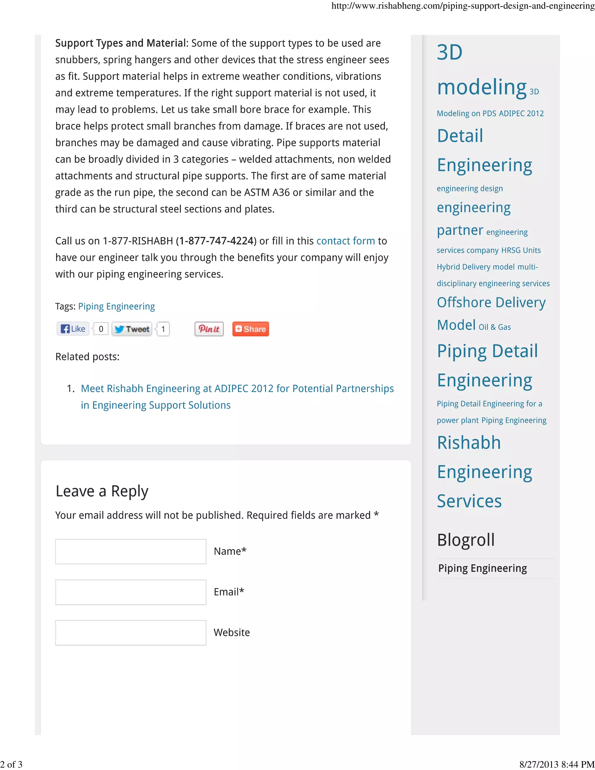 Piping support design and engineering | PDF