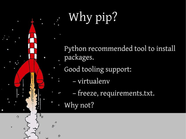 Using the "pip" package manager for Odoo/OpenERP - Opendays 2014 | PPT