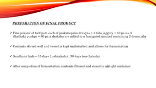 Pippalyasava - Ayurvedic formulation under Sandhana Kalpana | PPT