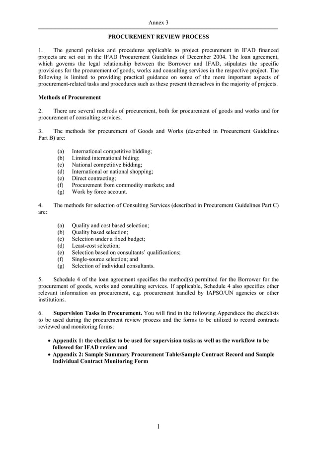 IFAD Procurement Guidelines revised 2008 | PDF | Business Accounting ...