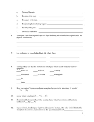 Physical Impairment Questionnaire | DOC