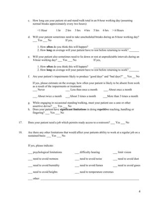 Physical Impairment Questionnaire | DOC