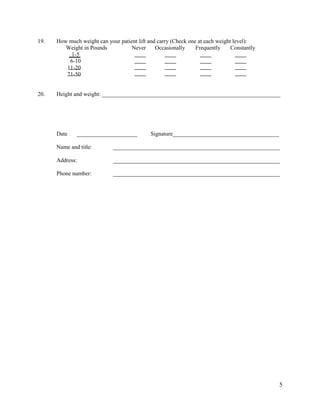 Physical Impairment Questionnaire | DOC