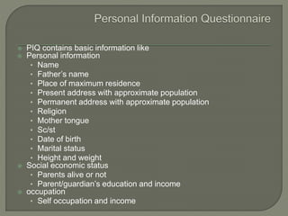 Personal Information Questionair(PIQ) FOR SSB | PPTX