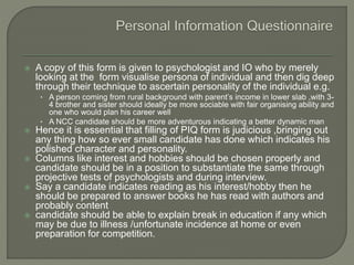 Personal Information Questionair(PIQ) FOR SSB | PPTX
