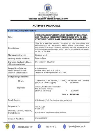 pir proposal sample division based activity | PDF
