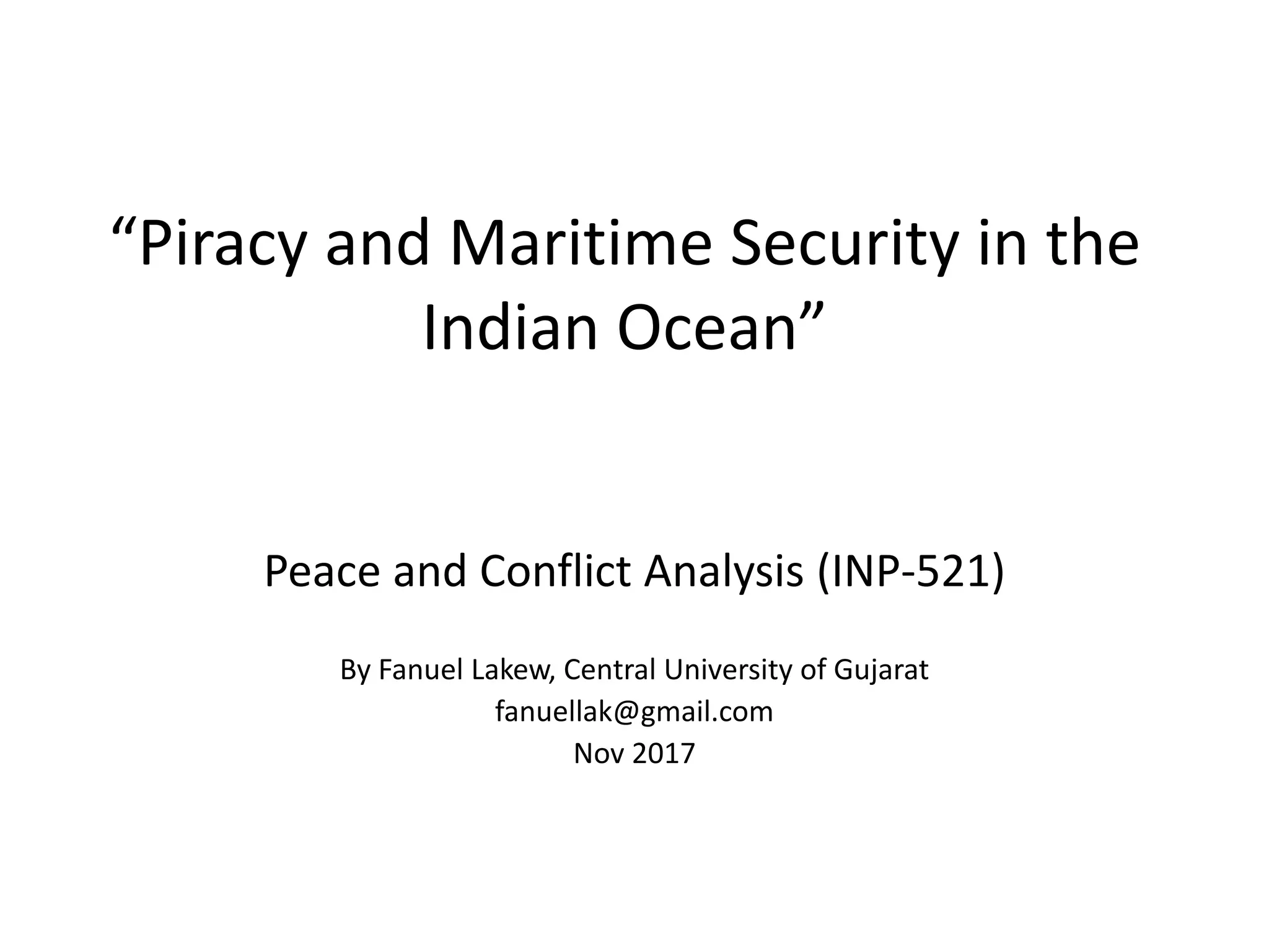 Piracy and Maritime Security in the Indian Ocean | PPTX