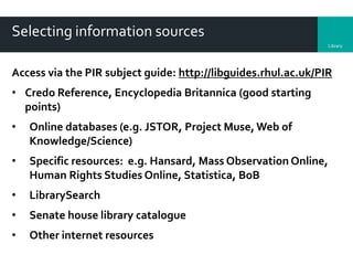 PIR advanced information skills 2018 | PPTX