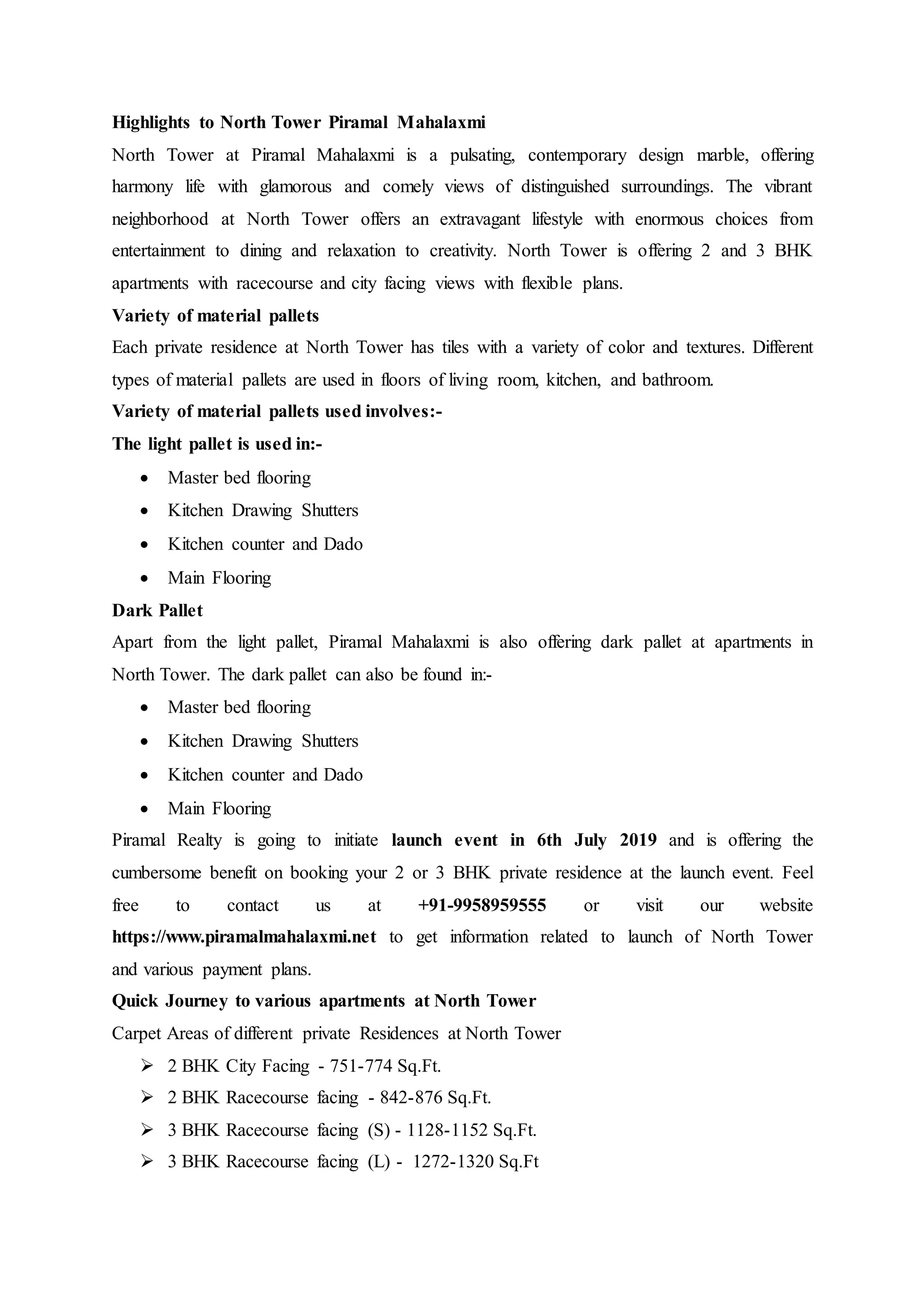 Piramal realty launches tower iii north tower at piramal mahalaxmi ...