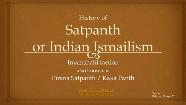 Series 33-E -PPT -Part 1 of 3 -Pirana Satpanth History -English | PPT