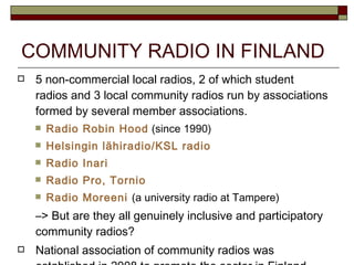 Community Radio In Europe and Finland | PPT