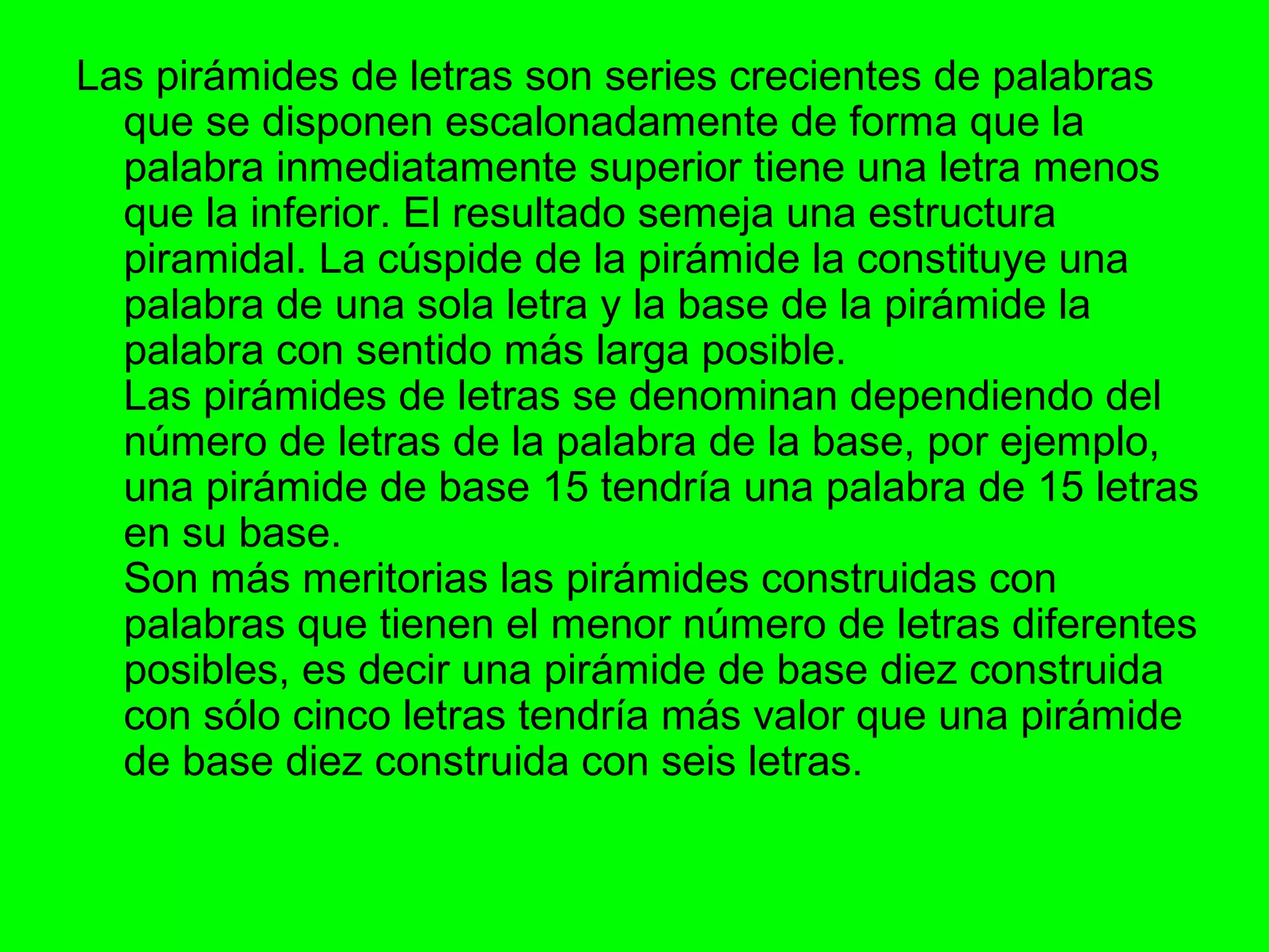 Pirámide de letras. | PPT