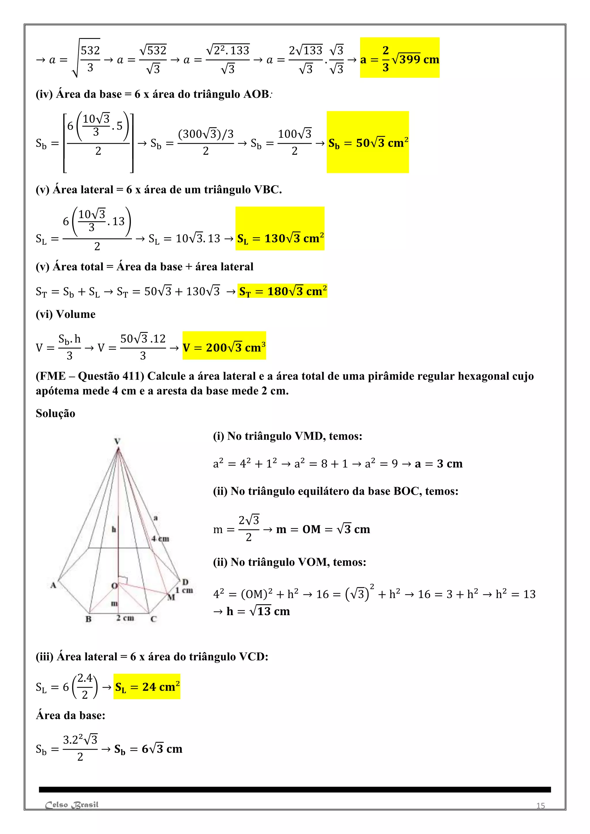 Pirâmides questões resolvidas do livro fundamentos de matemática elementar - vol. 10 | PDF