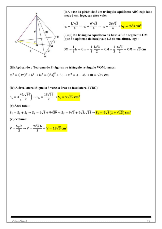 Pirâmides questões resolvidas do livro fundamentos de matemática elementar - vol. 10 | PDF