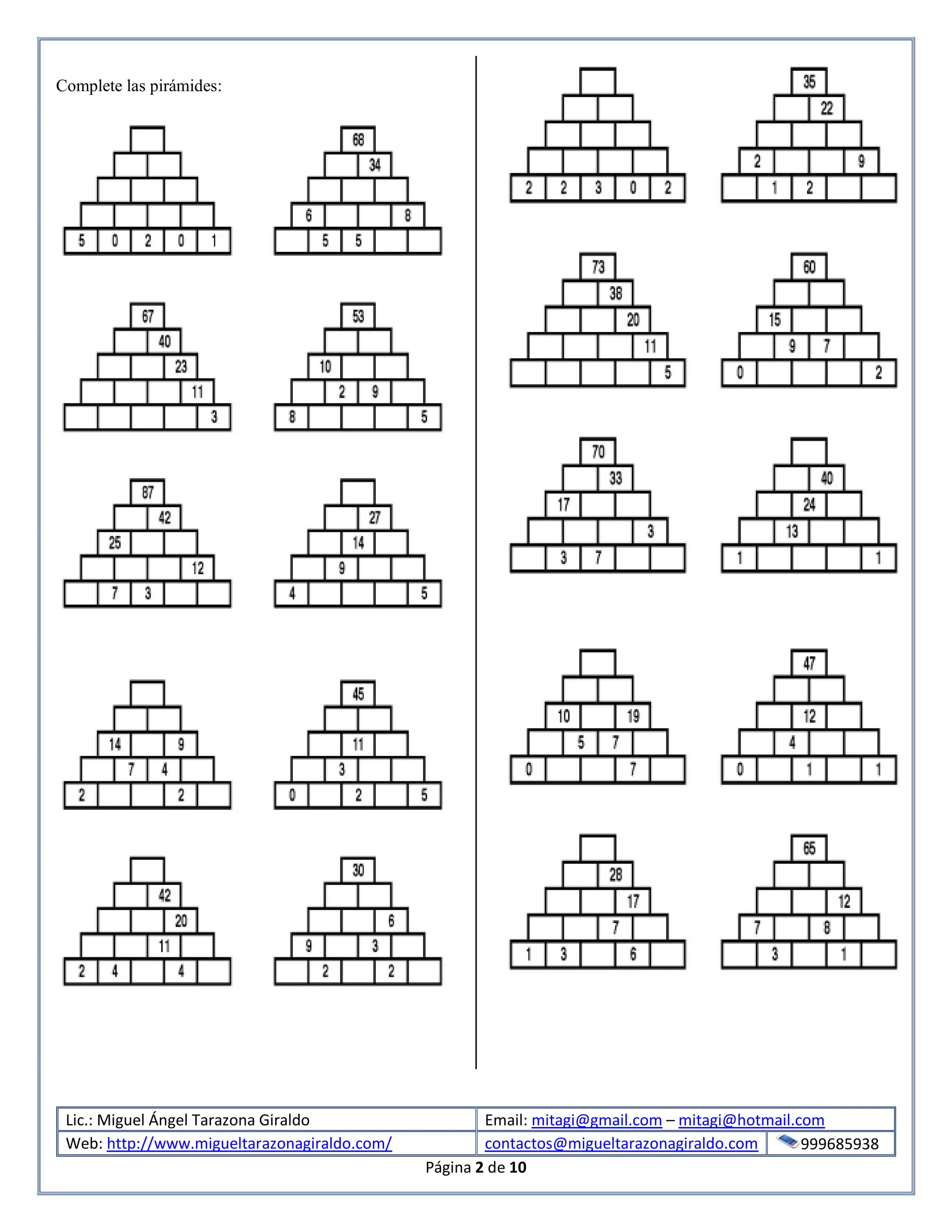 Pirámides Numéricas