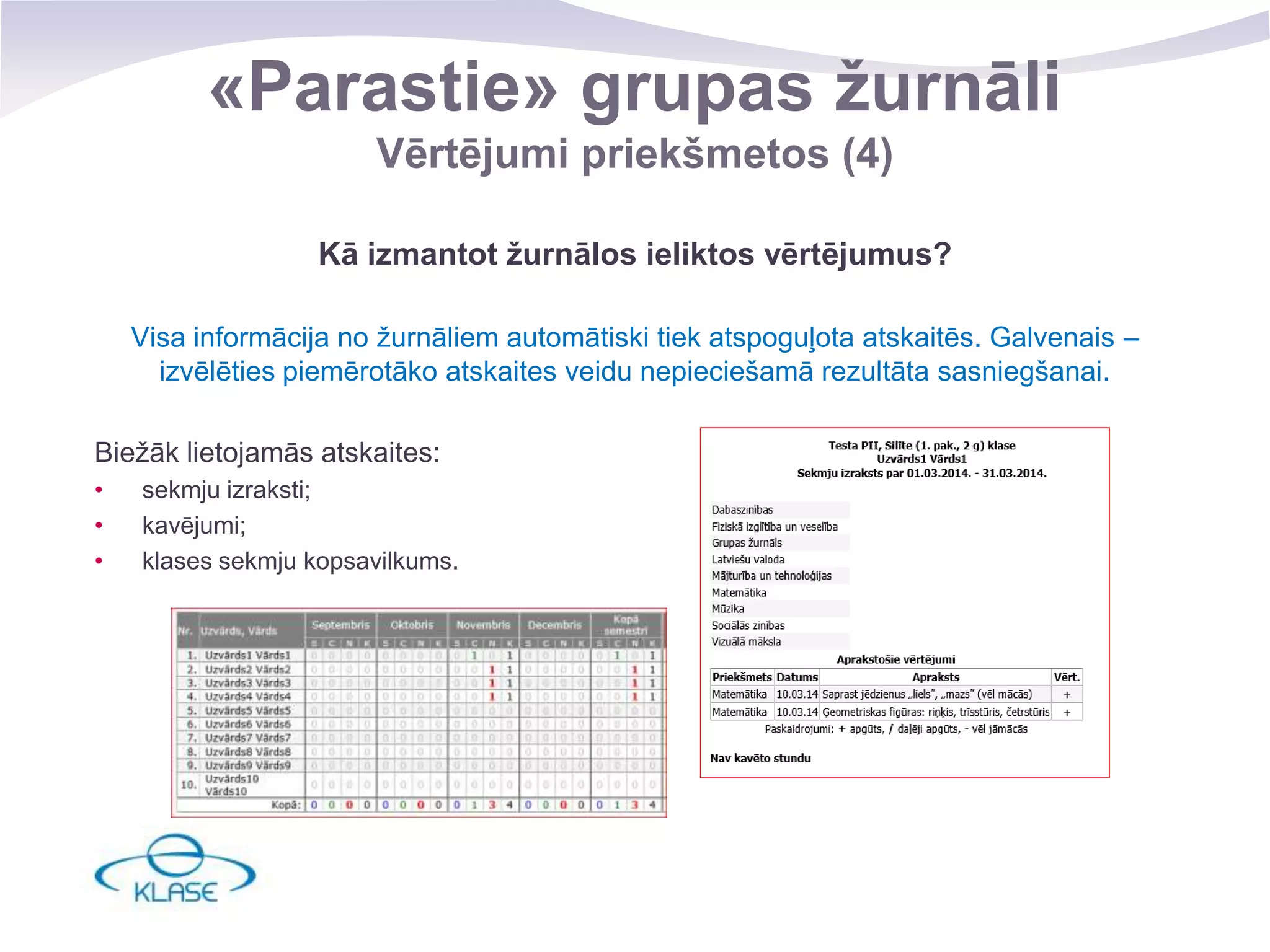E-klases lietošana pirmsskolas izglītības iestādēs | PPTX
