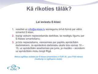 E-klases lietošana pirmsskolas izglītības iestādēs | PPTX