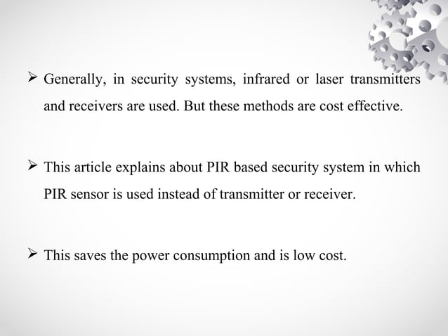 Pir sensor based security alarm system using um 3561 (2) | PPT ...