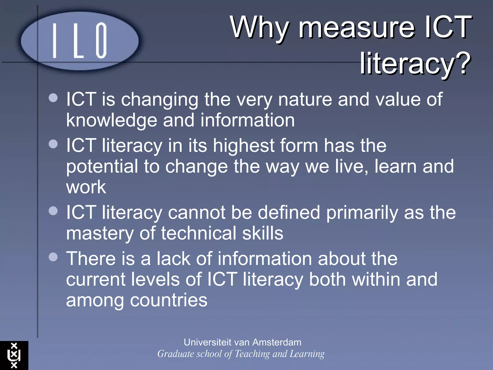 The PISA framework for assessment of ICT literacy. | PPT