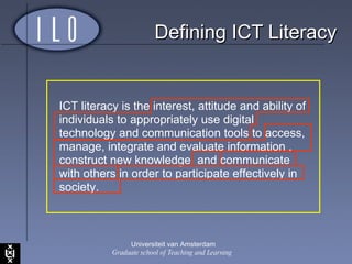 The PISA framework for assessment of ICT literacy. | PPT