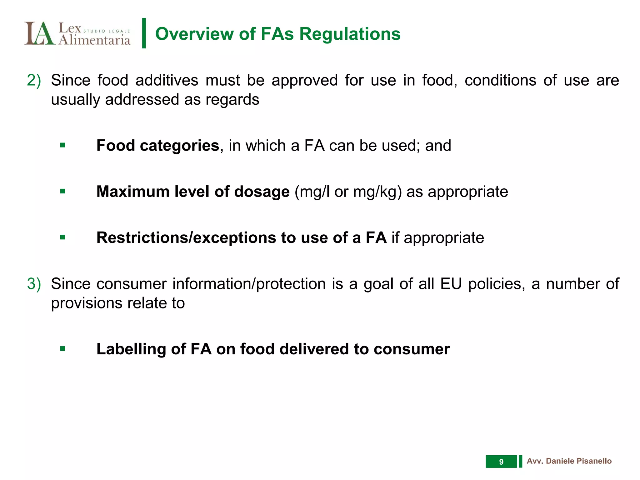 EU Food Regulation on Additives, Novel Foods and Food Contact Materials ...