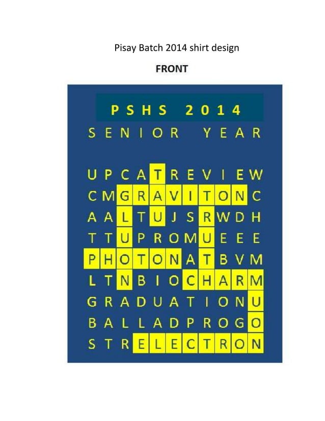 Pisay batch 2014 shirt design | PDF