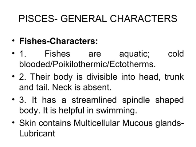 Pisces general characters and classification - copy | PPT | Fish and ...