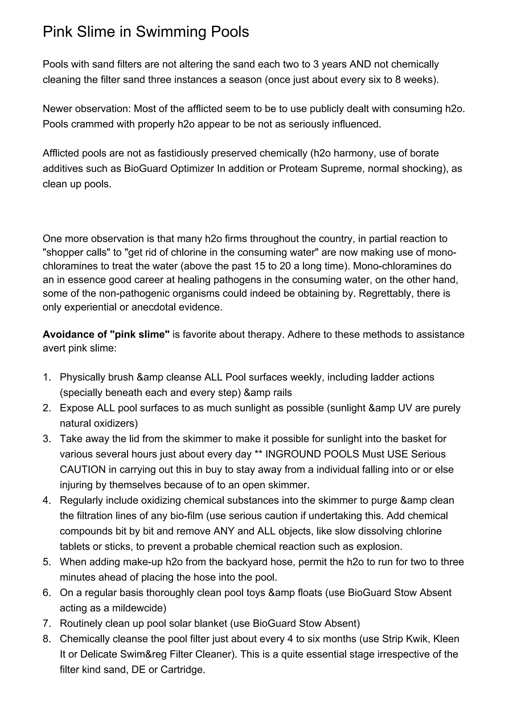 Pink Slime in Swimming Pools | PDF