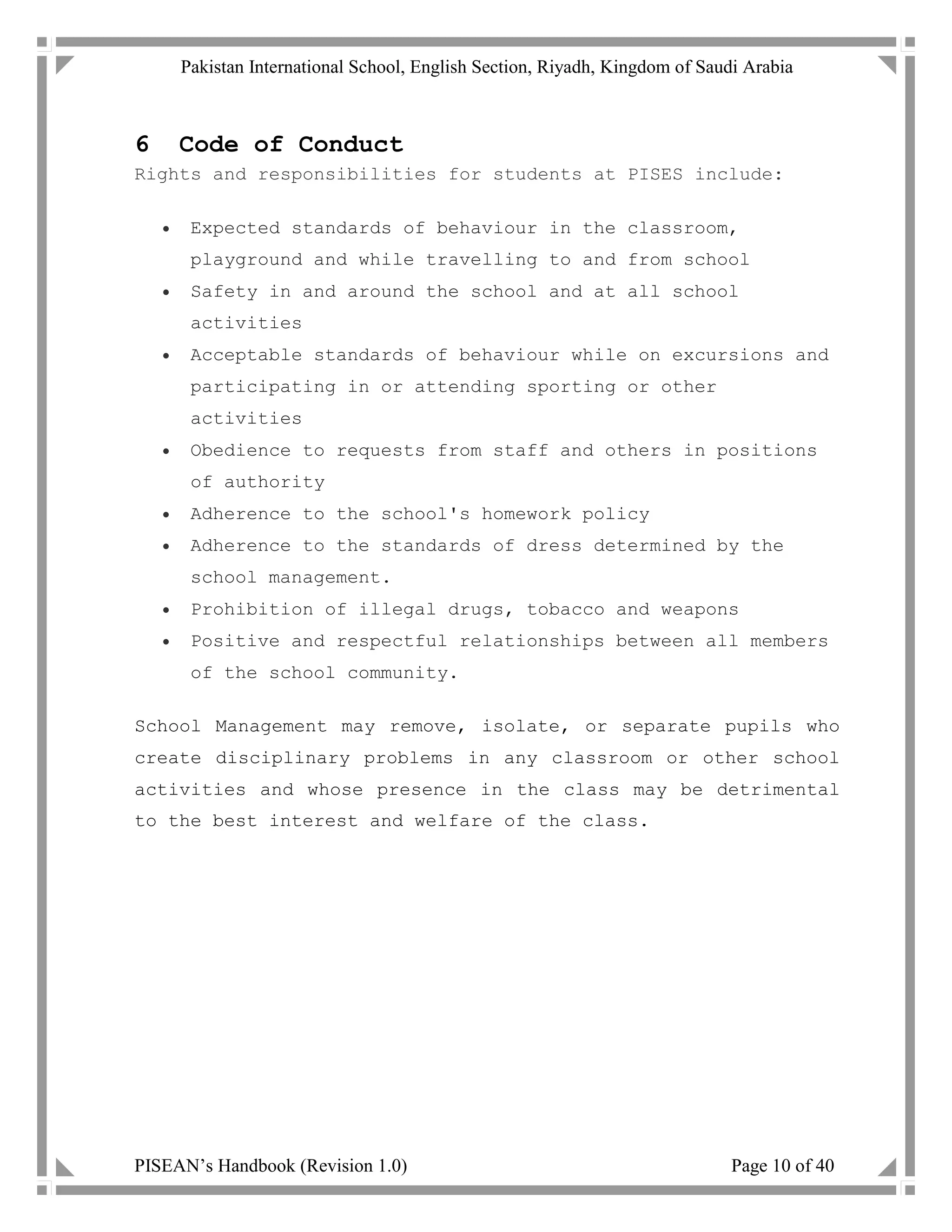 Pises students handbook | PDF