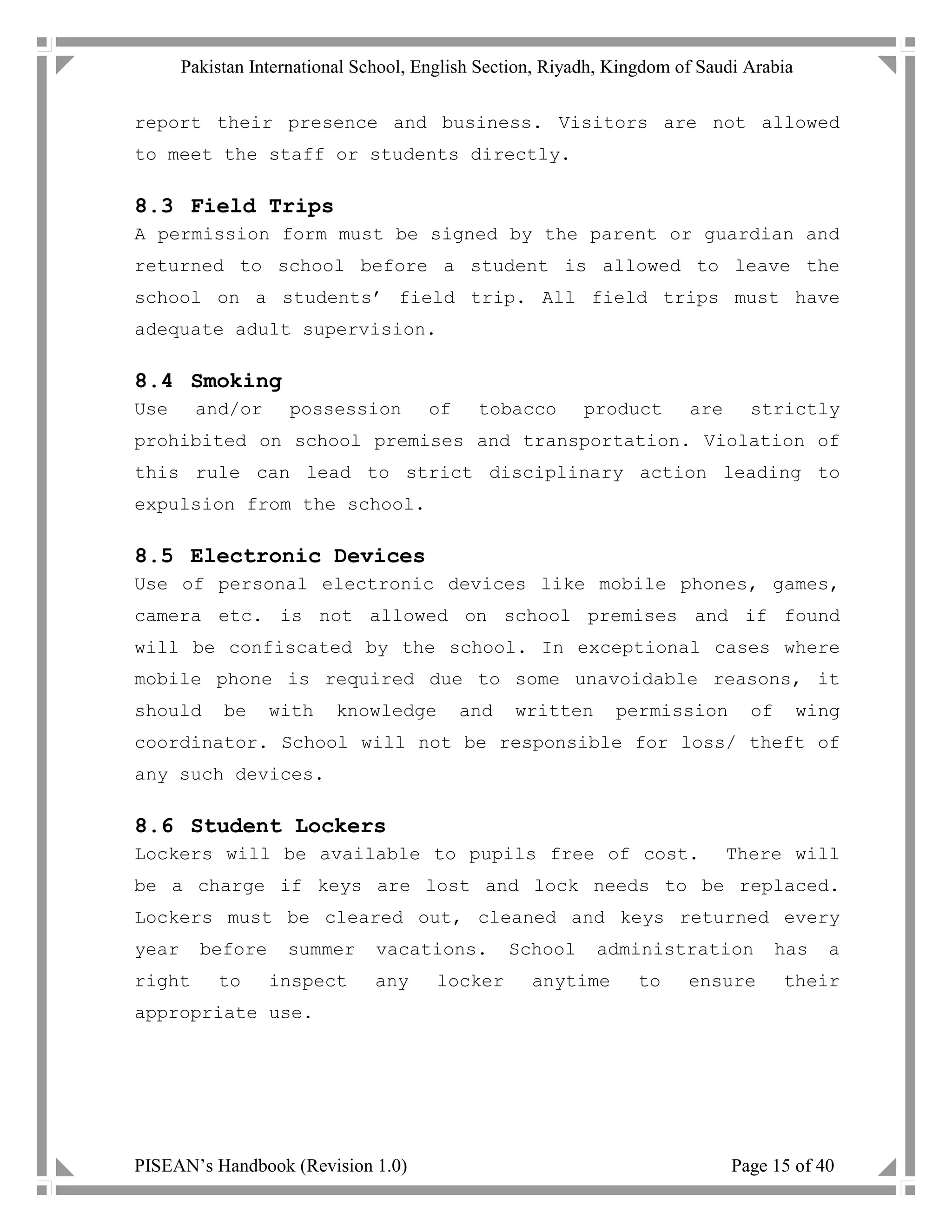 Pises students handbook | PDF